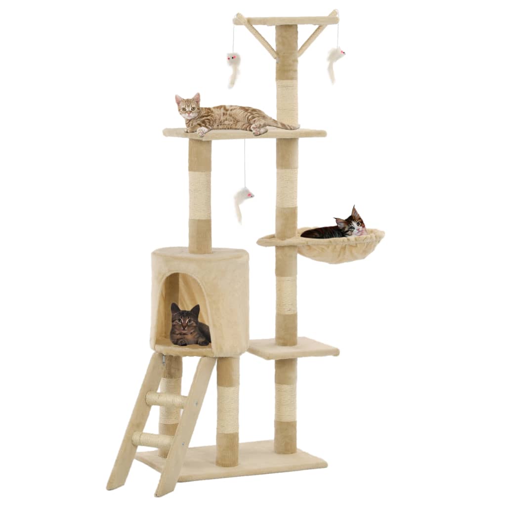 Kattenkrabpaal met sisal krabpalen 138 cm beige – PeponiXL