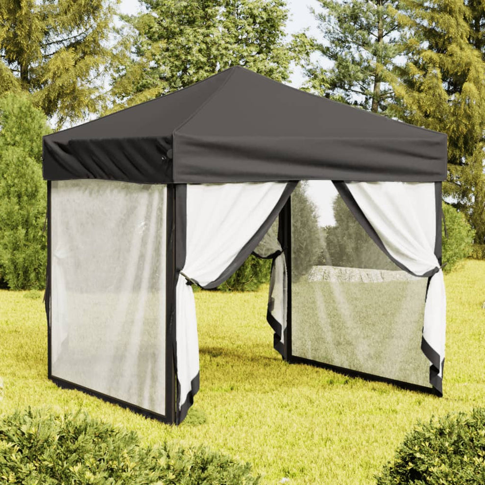 Partytent inklapbaar met zijwanden 2x2 m antracietkleurig – PeponiXL